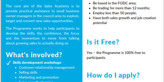 FODC Sales Academy Programme - Fermanagh Enterprise Limited FODC Sales Academy Programme - Fermanagh Enterprise Limited